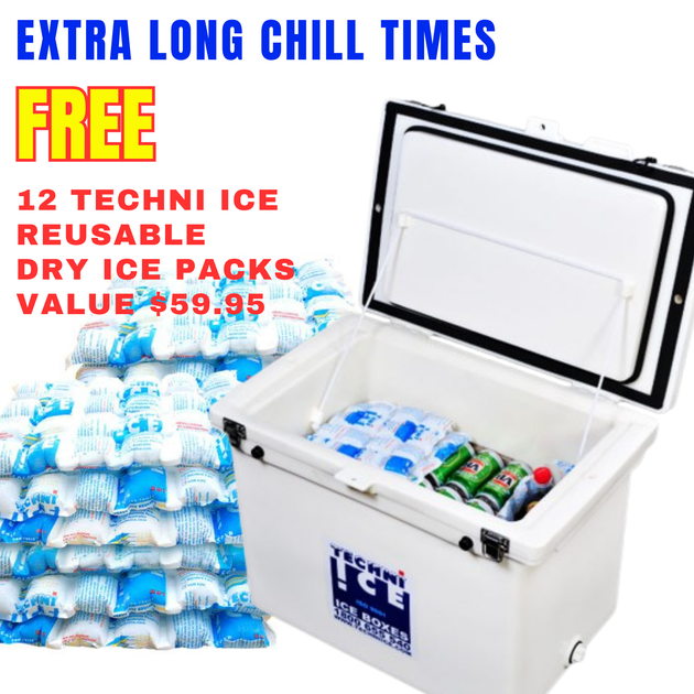 Techni Ice Classic Ice box 100L *FREE 12 REUSABLE DRY ICE PACKS VALUES ...