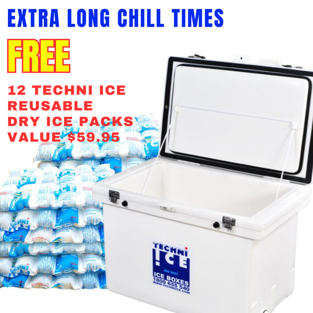 Techni Ice Classic Ice box 120L White *FREE 12 REUSABLE DRY ICE PACKS ...